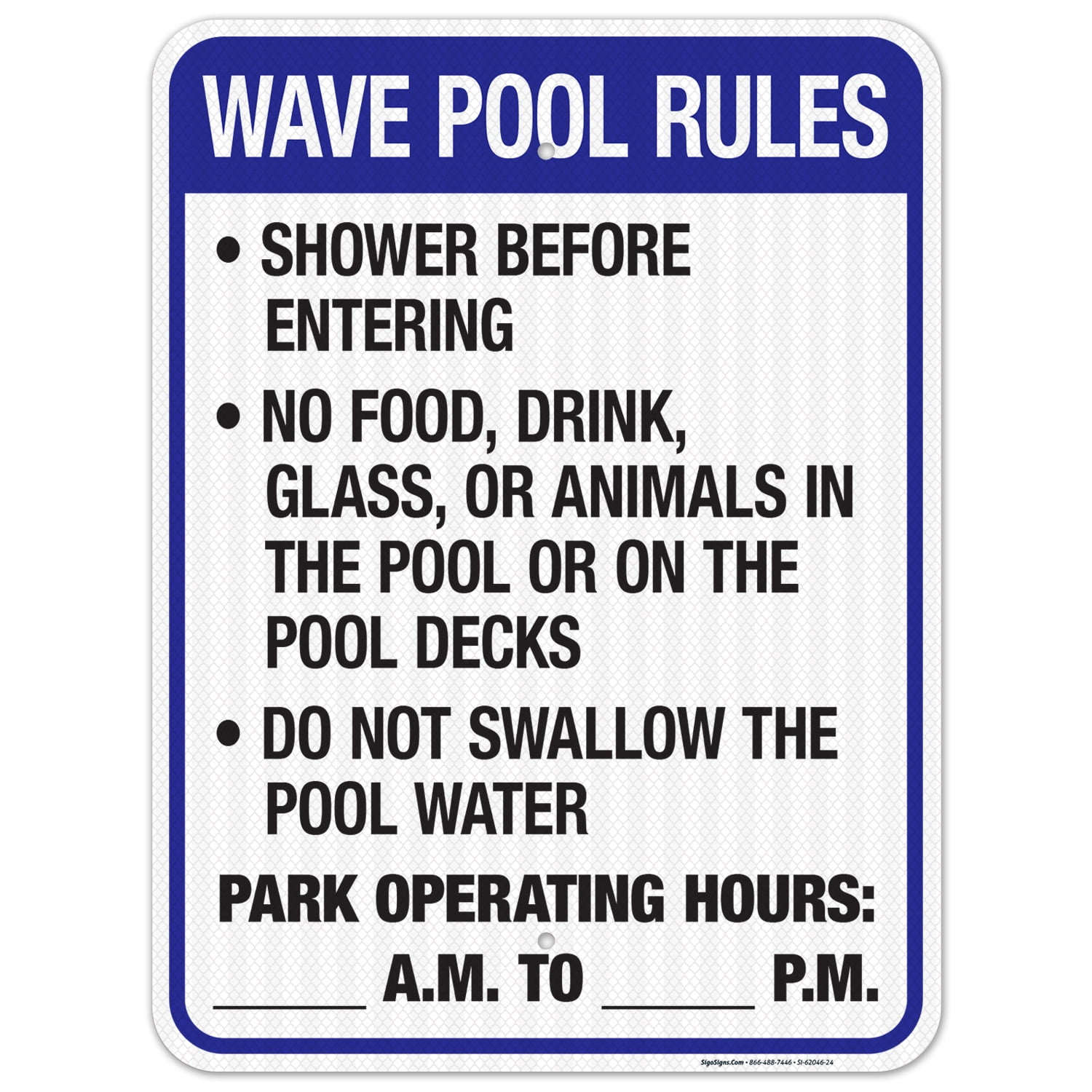 Florida Wave Pool Rules Sign, Complies With State Of Florida Pool ...
