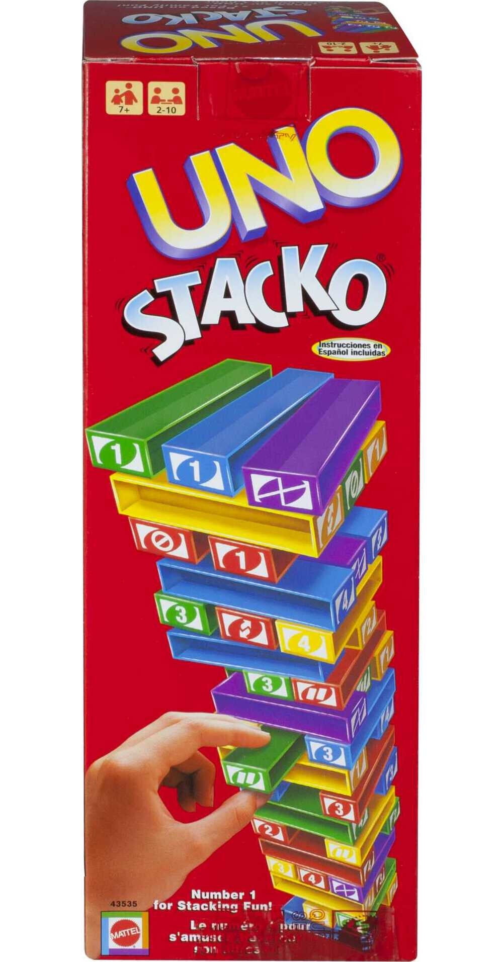 UNO Stacko Kids Game for Family Night, Matching and Stacking with 45 ...