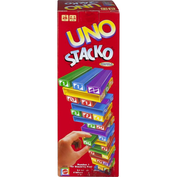 UNO Stacko Kids Game for Family Night, Matching and Stacking with 45 ...