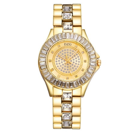 XZNGL Diamond Watch Dzg Luxurious Full Diamond Steel Strip Ms Quartz ...