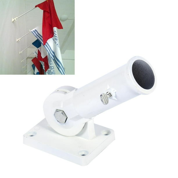Wall Mount Adjustable Holder Bracket White Metal Flag Pole Windsock ...