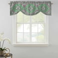 Boho Flower Tie Up Valance Curtains Pink Green Bohemia Geometric Tribal ...