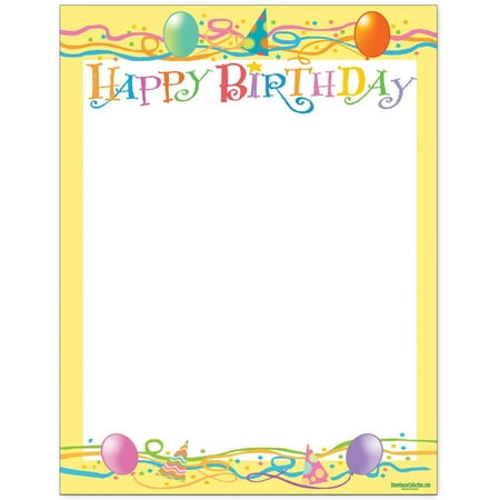 Birthday Stationery - 8.5 x 11-60 Letterhead Sheets - Happy Birthday ...