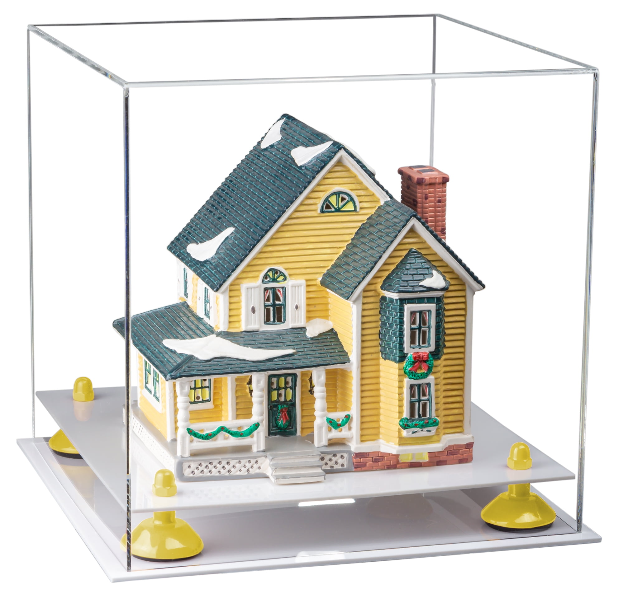 Versatile Clear Acrylic Display Case - Medium Square Box with Yellow ...