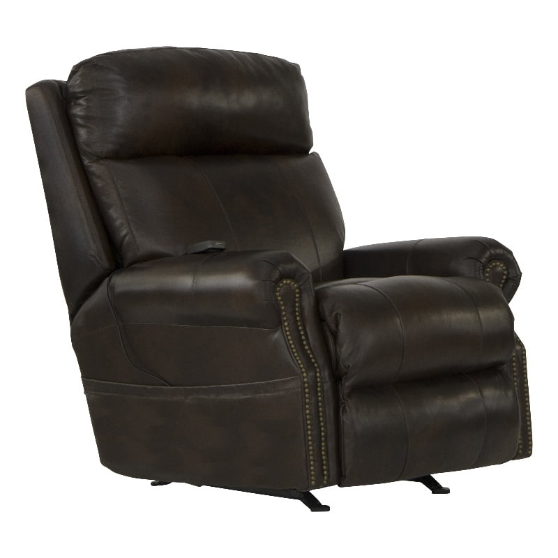 Catnapper Danny Cocoa Leather Power Rocker Recliner with Therapeutic ...