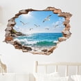 Seagull 3D Tropical Beach Coconut Tree Wall Stickers - Self-Adhesive ...