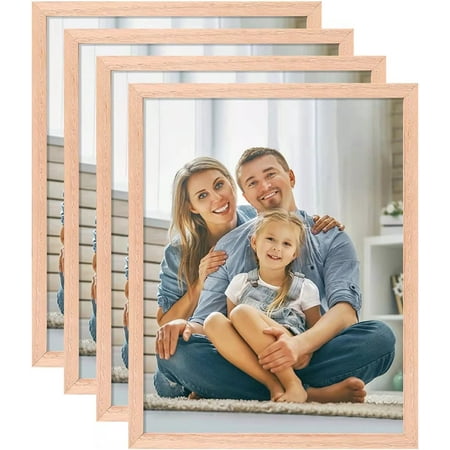 8x10 OAK Solid Wood Picture Frames Set of 4, Natural Wood Color Photo ...