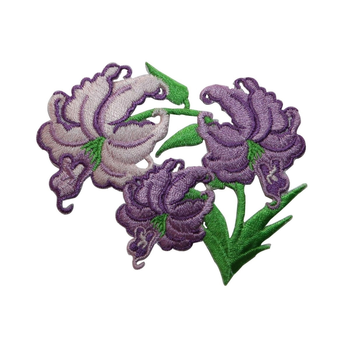 ID 6505 Purple Lily Flowers Patch Iris Orchid Plant Embroidered Iron On ...