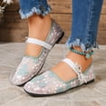 Bkhluea Women Floral Embroidery Mesh Mary Jane Flat Shoes Elastic ...