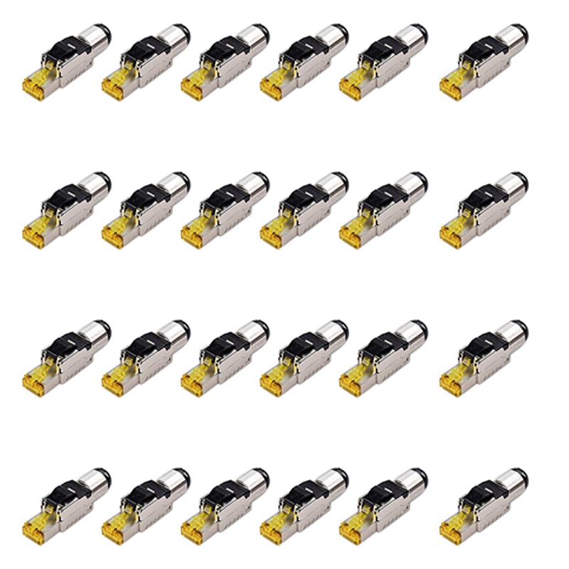 24-Pack Tool Free Shielded RJ45 8, Cat8 Field Termination Plug, Cat8 ...