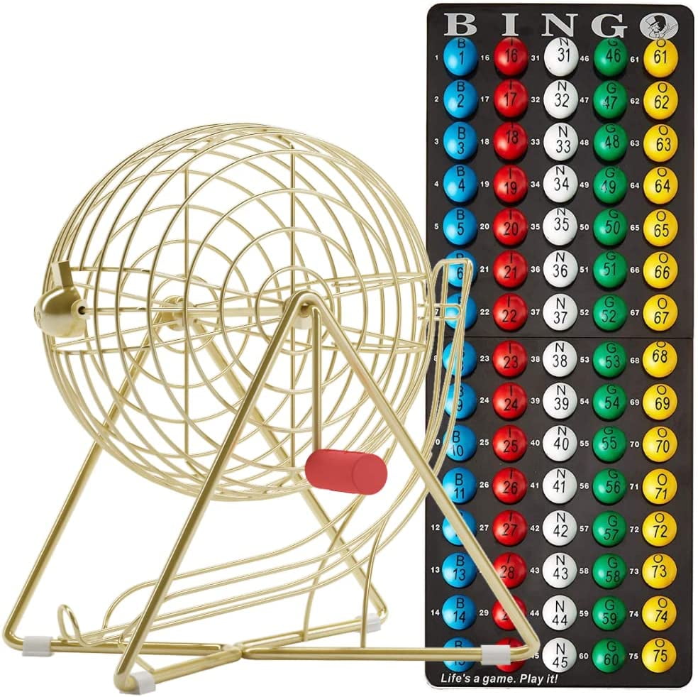 MR CHIPS 11 Inch Tall Professional Bingo Set with Steel Bingo Cage ...