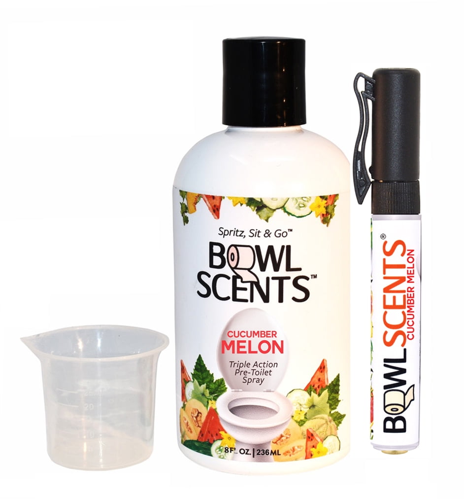 Bowl Scents Cucumber Melon | Pre-Toilet Spray 8 oz Refill & Traveler ...