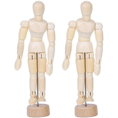 yayagoli 2Pcs Wooden Human Figure Artists Wooden Model for Home Office ...