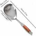 16 Inch 304 Stainless Steel Slotted Spoon Long Wooden Handle Hanging ...