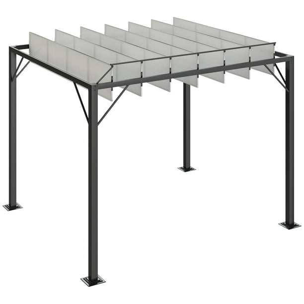 Outsunny 8' x 10' Pergola Shade Metal Patio Gazebo Sun Shade Shelter ...