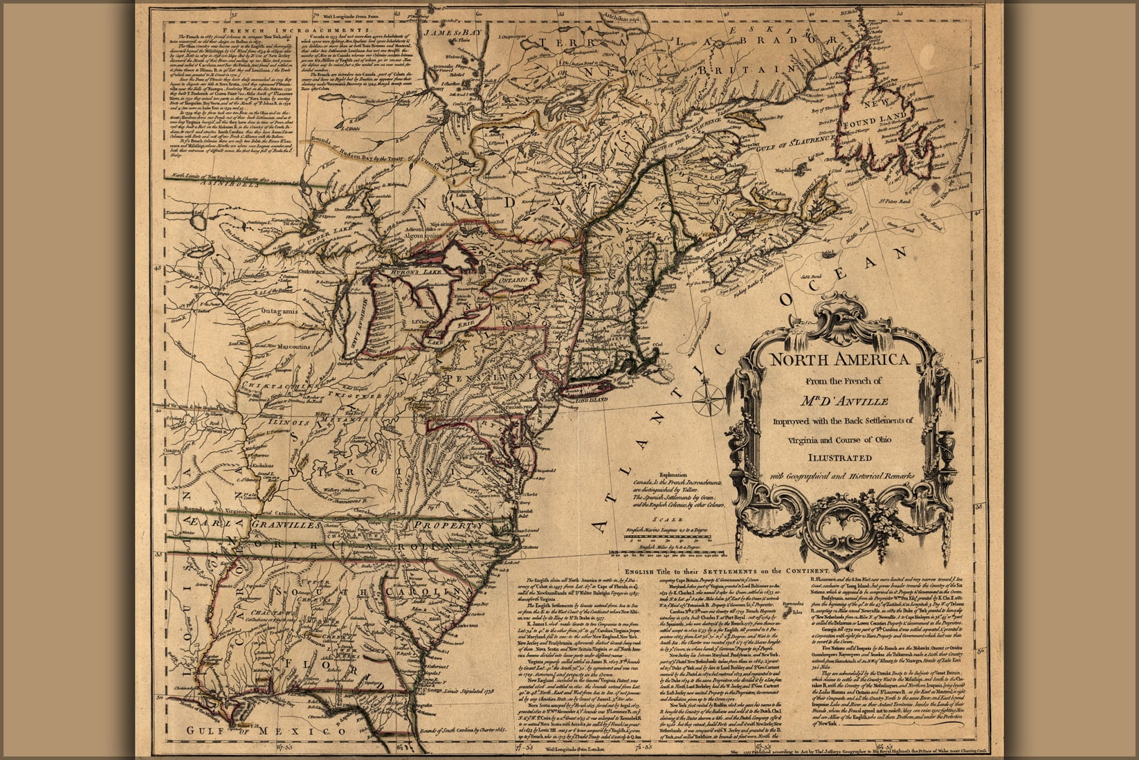 24"x36" Gallery Poster, 1755 map of north america pre united states ...