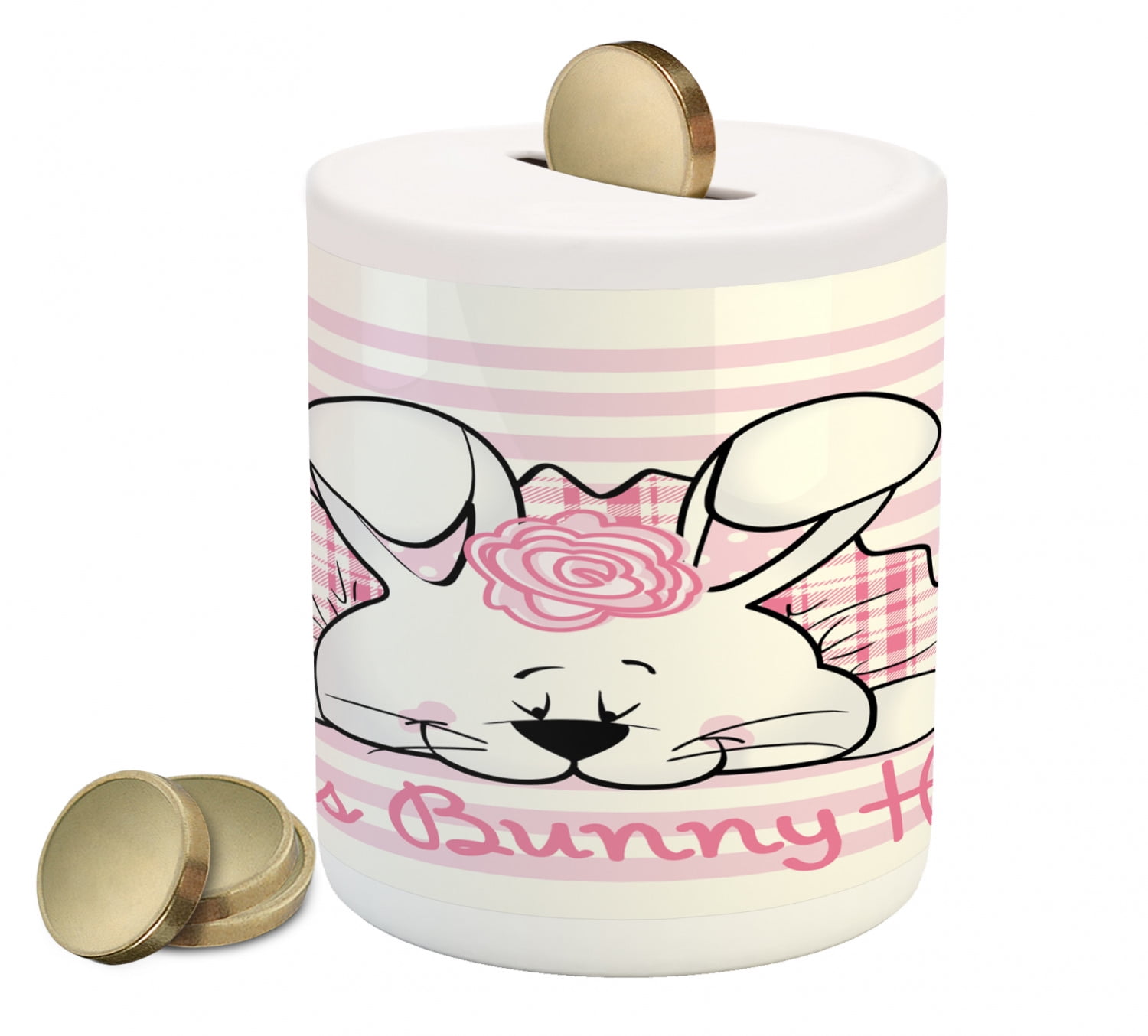 Retro Piggy Bank, Miss Bunny Hoop in Love Romantic Rabbit Valentines ...