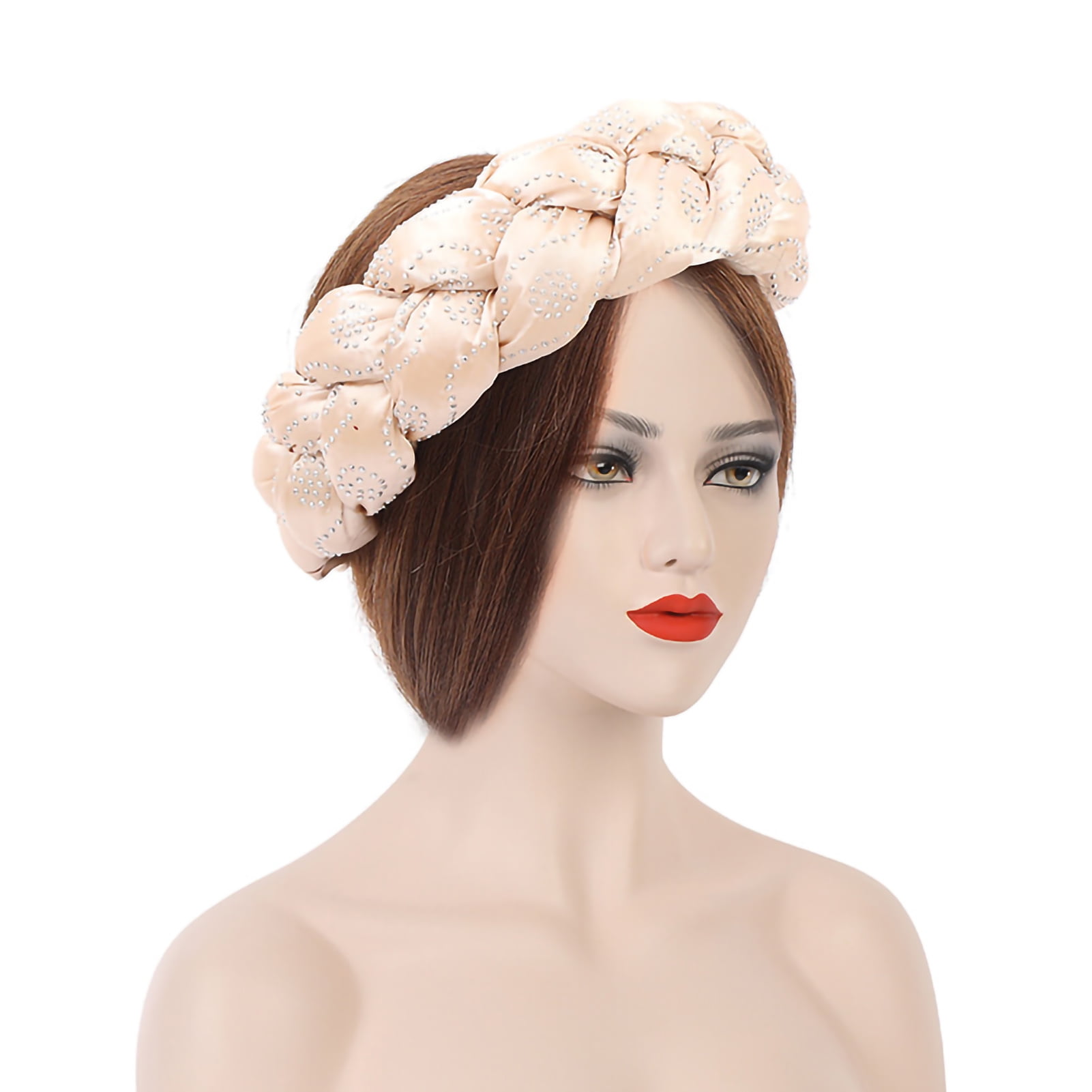 Satin Twist Braid Drilling African Cap Nigerian Wedding Yellow Women ...