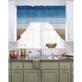 Blue Brown Kitchen Swag Valance for Window, Rod Pocket Short Kitchen ...