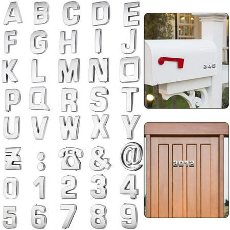 36 Pieces 3D Mailbox Number 0-9 Stickers and Letters Symbols Alphabet ...