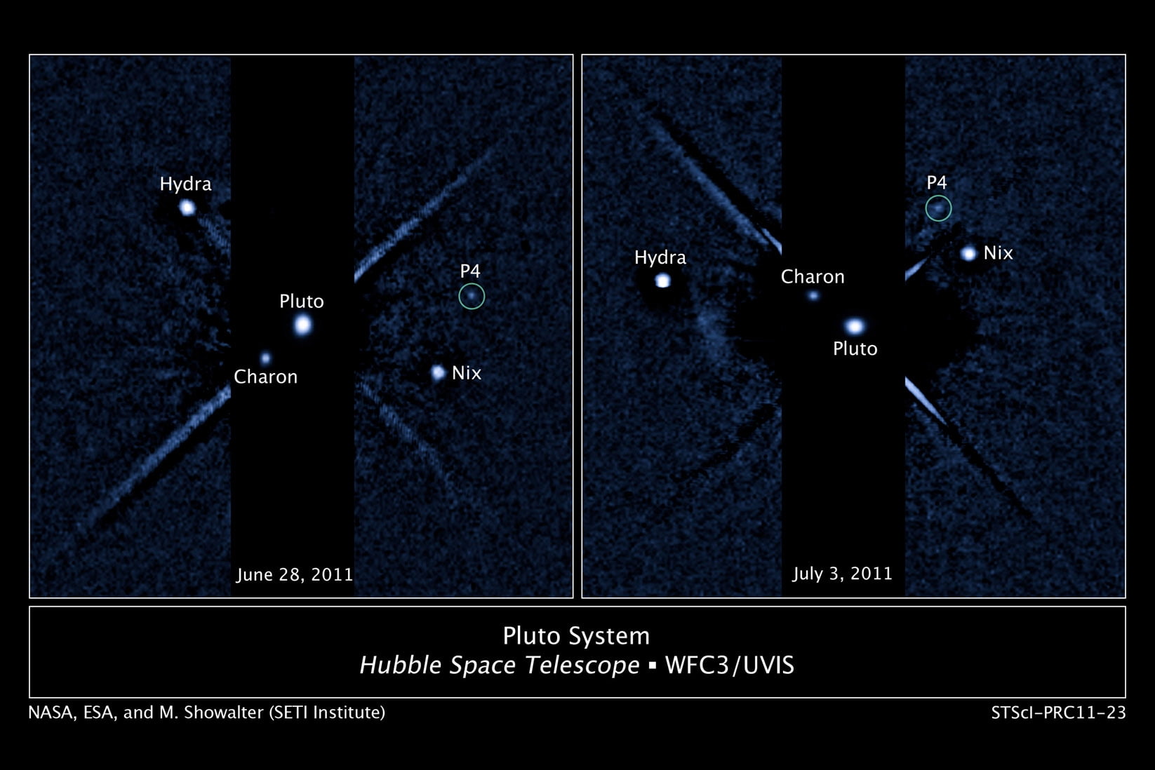 24"x36" Gallery Poster, pluto planet system with moons by hubble space ...