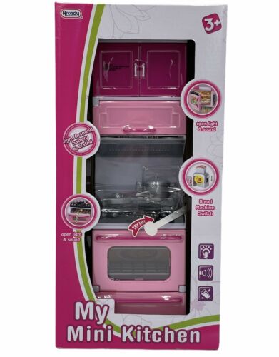 My Modern Mini Kitchen Play Set Stove Oven Pots Pan Opens Lights ...