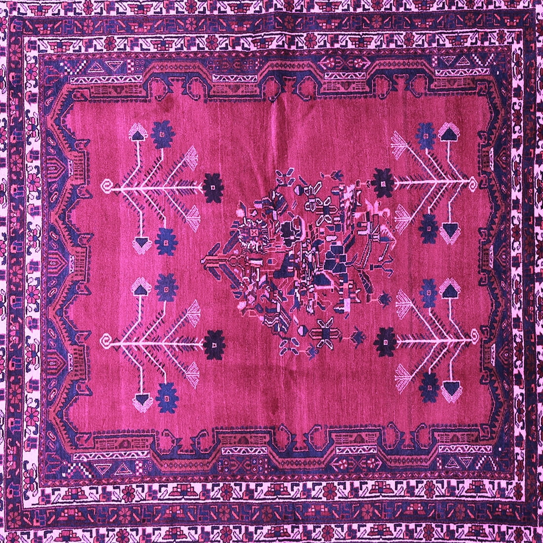 Ahgly Company Indoor Square Persian Purple Traditional Area Rugs, 7 ...