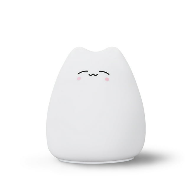 Mulanimo Mini Cute Cartoon Cat Shaped Pat Light Lamp Soft Silicone Nightlight for Kids Room ...