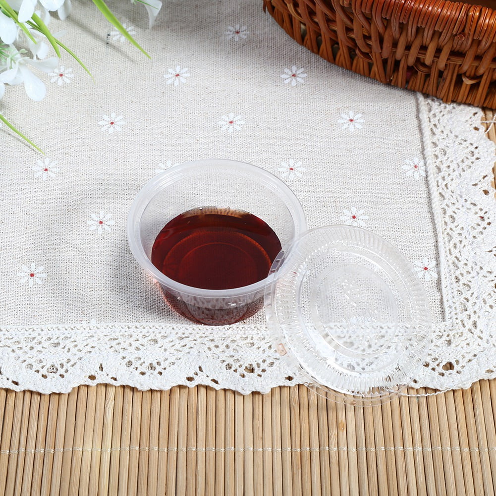 Ashata Sauce Cup Plastic,4 Sizes 50Pcs Disposable Plastic Clear Sauce ...