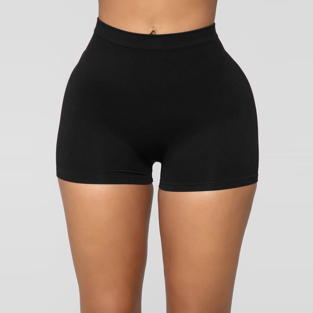 【jcxagr】solid Womens Elastic High Waist Leggings Tight Sports Shorts