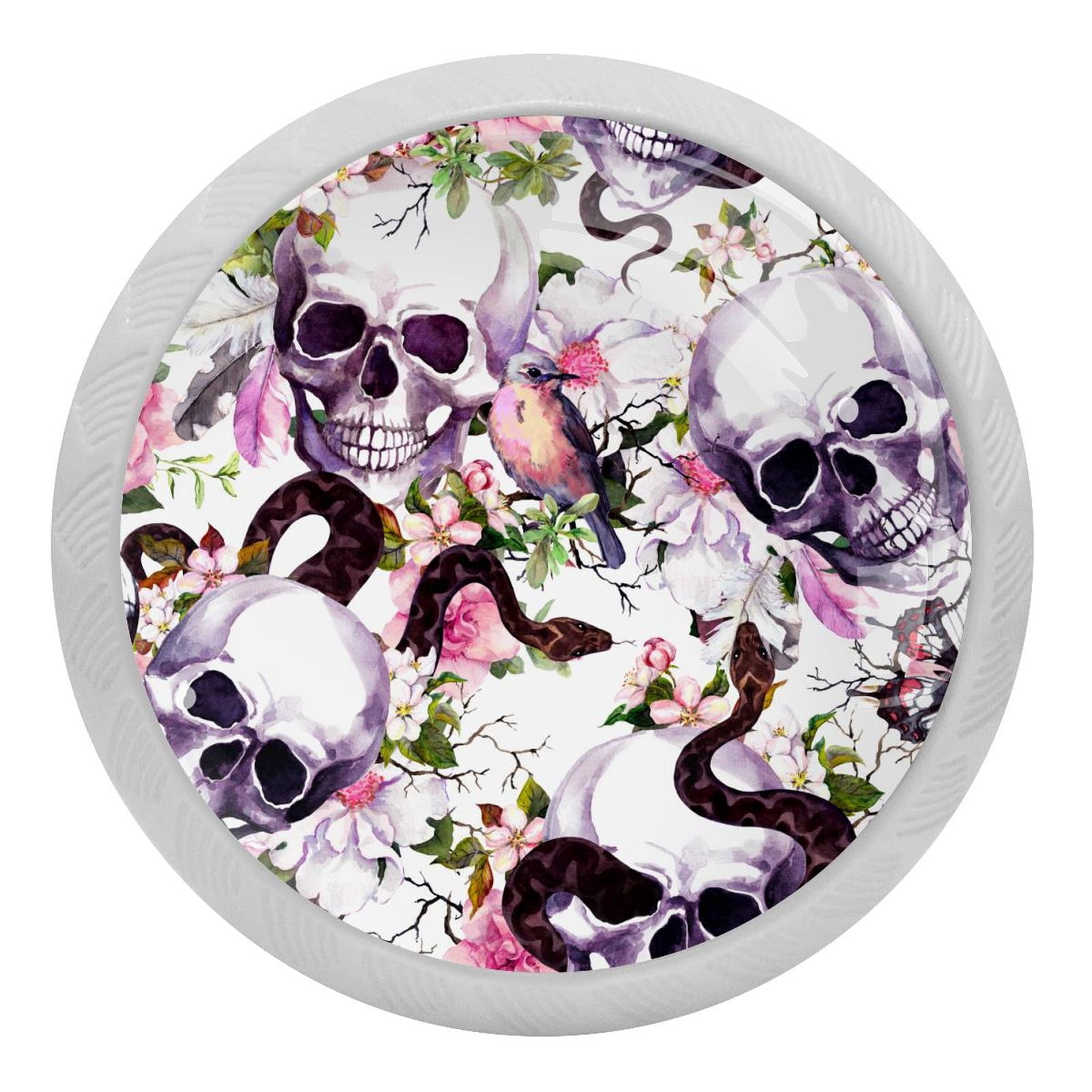4PCS Round Skull Cabinet Fluorescence Knob Glowing in the Dark ...