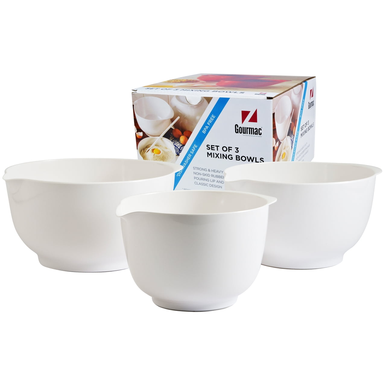 Hutzler White Melamine Mixing Bowls, 3-Pc. Set - Walmart.com - Walmart.com