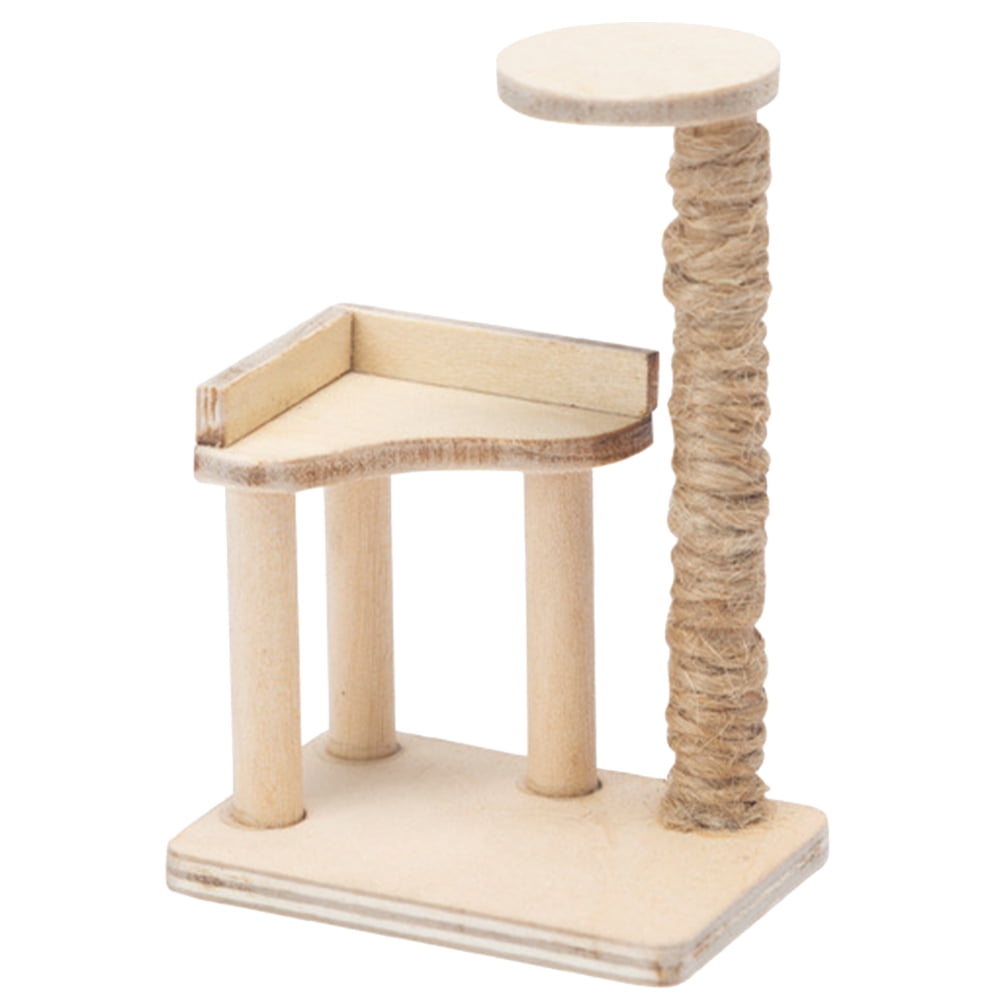 Miniature Wood Cat Tree Model Decorative Mini House Miniature Cat ...