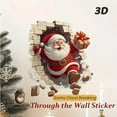 Santa Breakthrough Wall Sticker, Removable Christmas Creative Decals ...