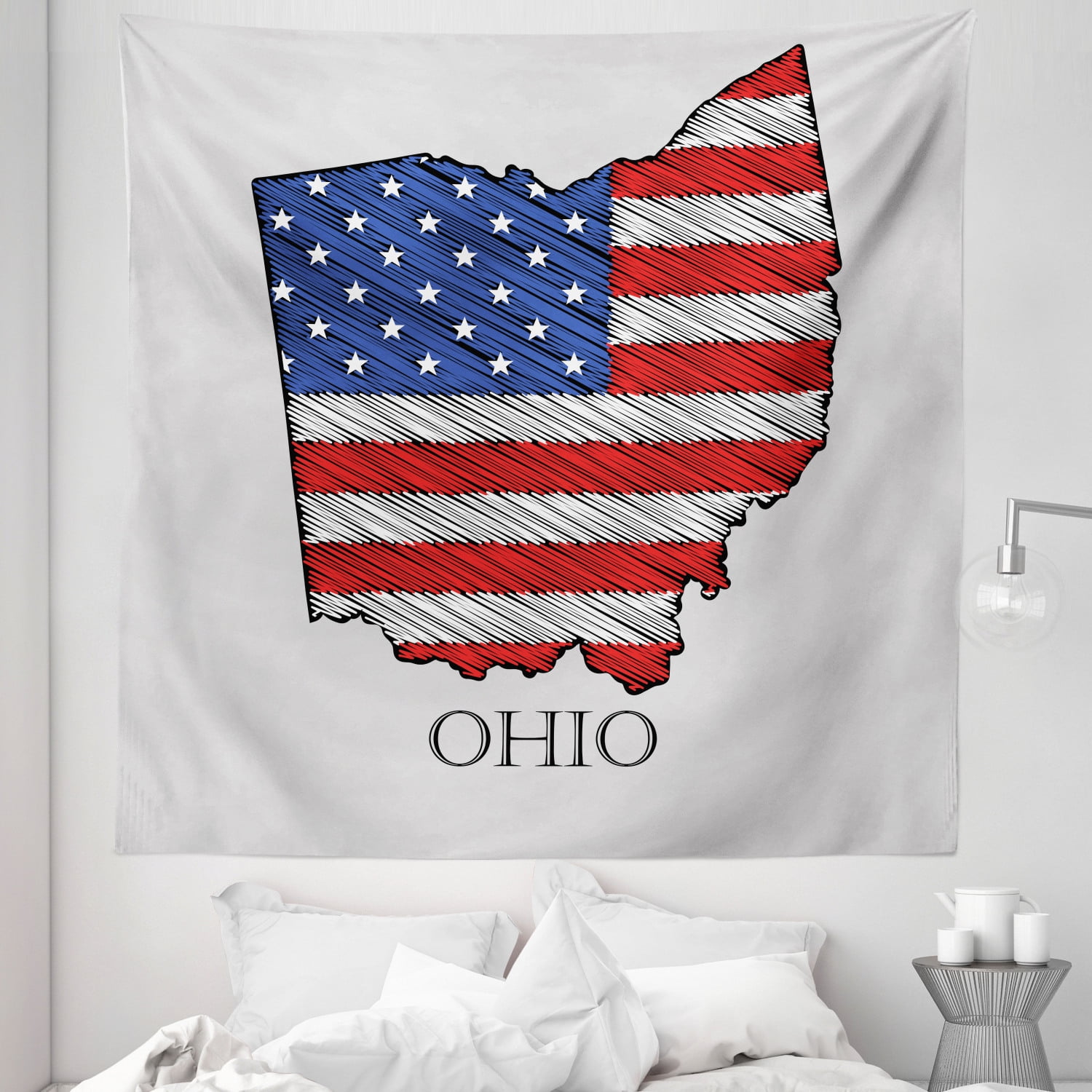 Ohio Art Tapestry, Sketches of Map of State of America Symbolism ...