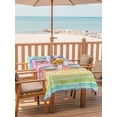 Abstract Flowers Rectangle Outdoor Tablecloth with Umbrella Hole White ...