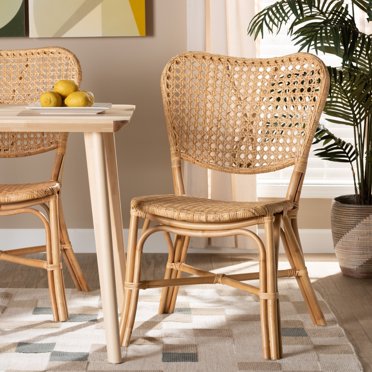 Baxton Studio Ediva Modern Bohemian Natural Brown Rattan Peacock Accent ...