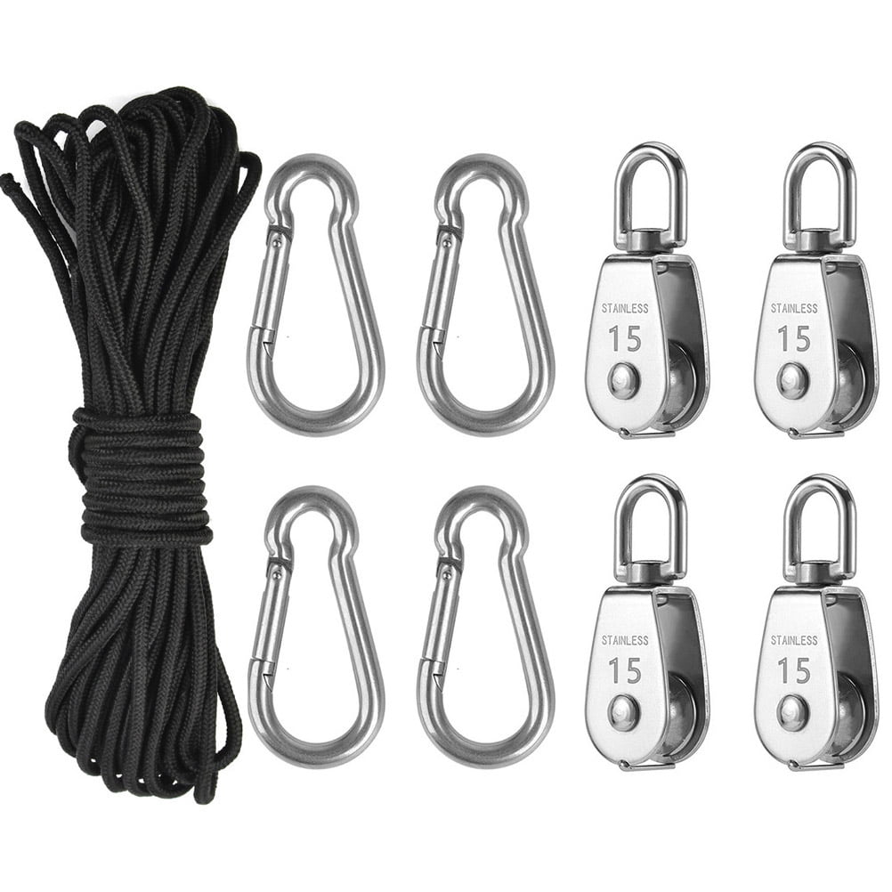 QLOUNI Crane Pulley Block Swivel Hook Single Pulley Roller 304 ...