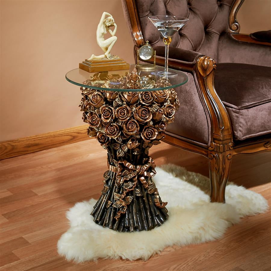 Design Toscano Table of Roses Glass-Topped Sculptural Table - Walmart.com