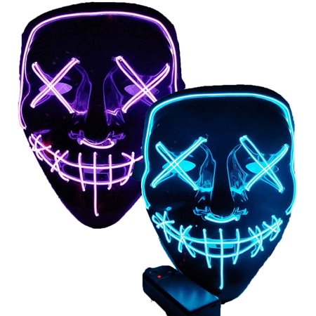 Halloween Led Scary Masks - 2 Purge Mask Light Up,Masquerade Mask for ...