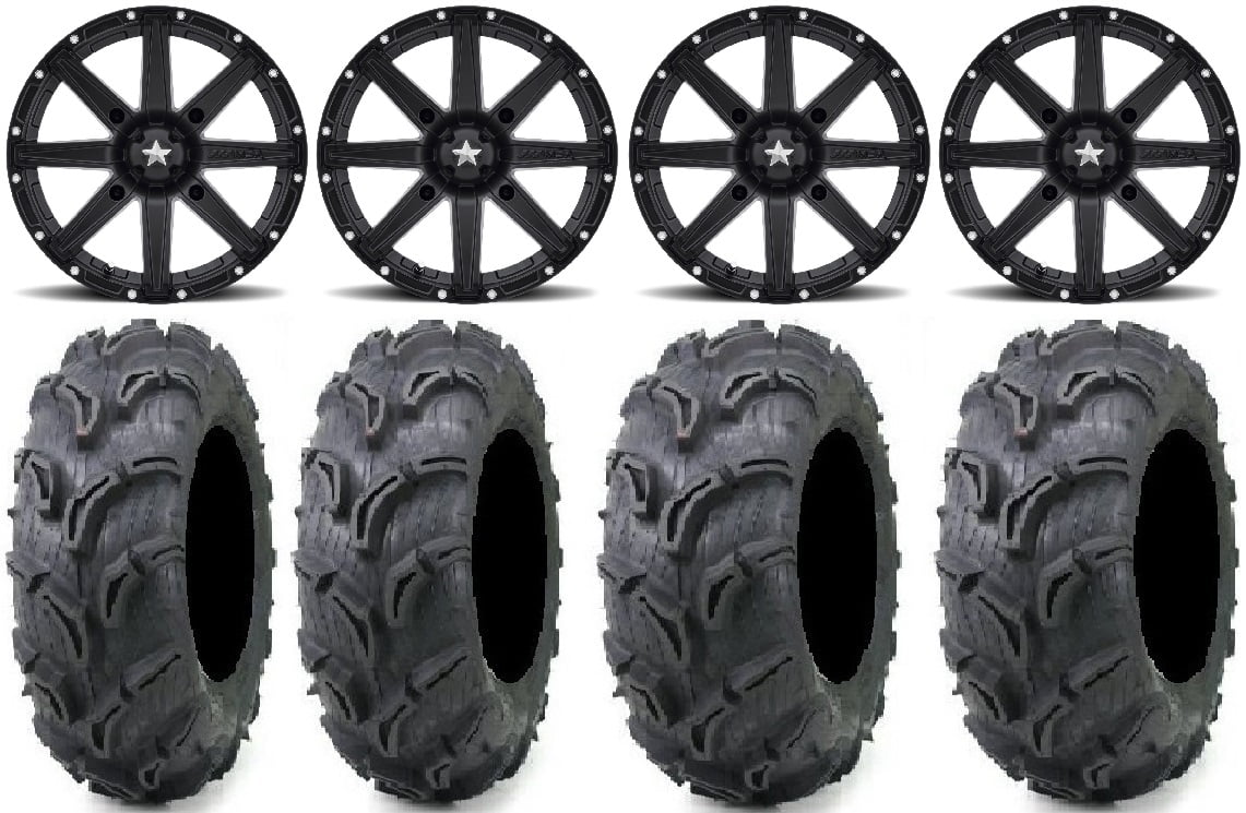 MSA Black Clutch 14" UTV Wheels 27" Zilla Tires Honda Pioneer - Walmart.com