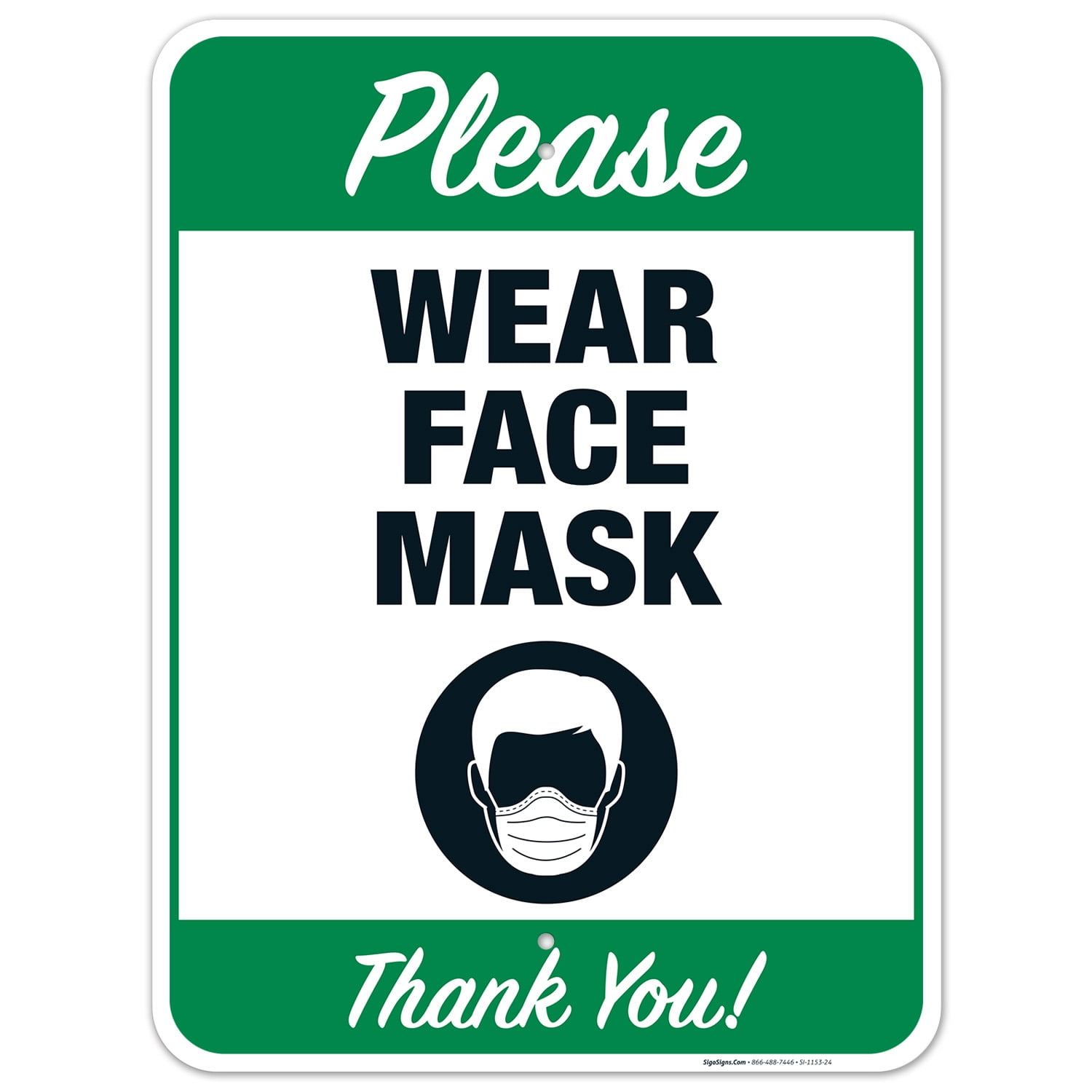 Please Wear Face Mask Sign, Mask Required Sign, 18x24 Aluminum ...