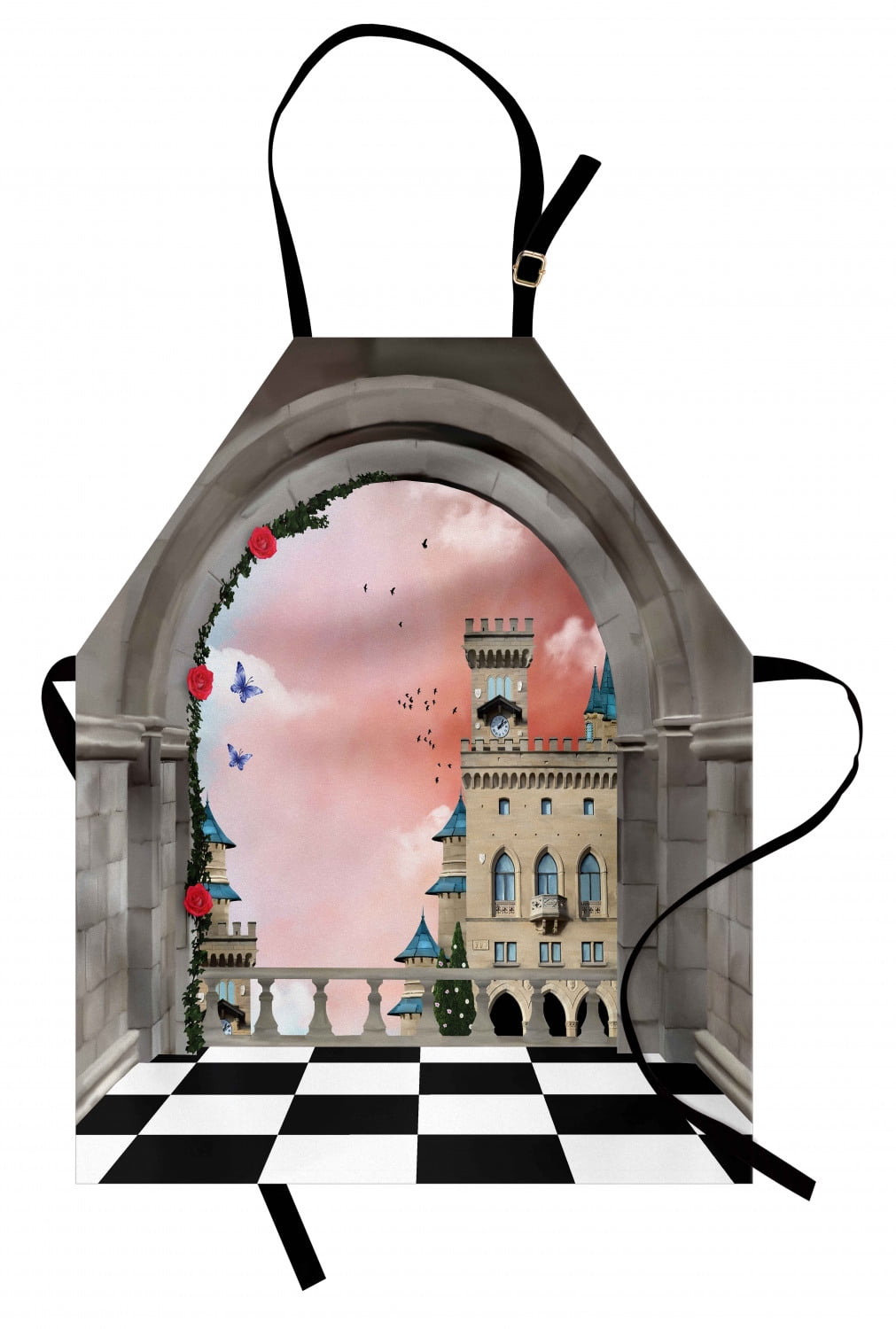 Fantasy Apron, Castle Balcony Checkered Floor Pattern Medieval ...