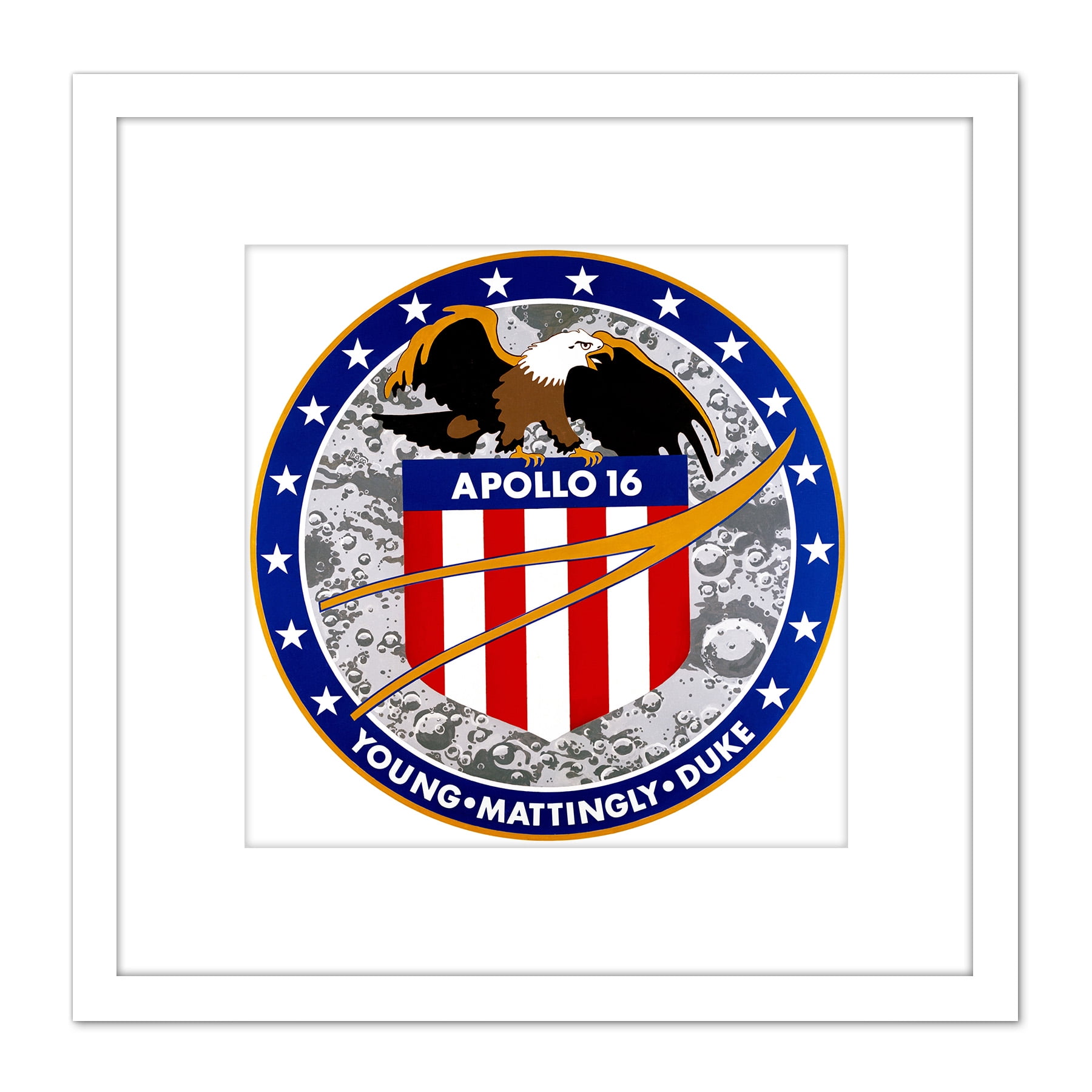 Space NASA Apollo 16 Mission Emblem Badge Patch 8X8 Inch Square Wooden ...