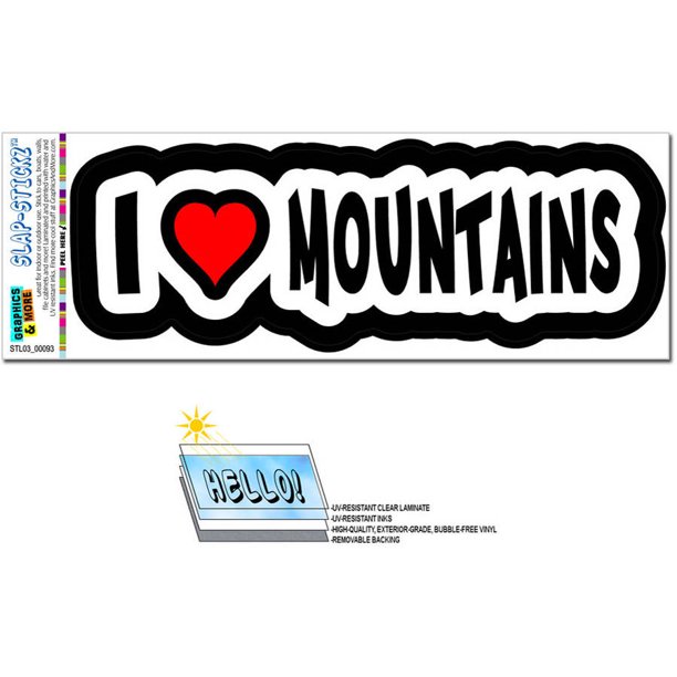 I Love Heart Mountains Hiking Climbing Automotive Car Window Locker ...