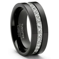 Metal Masters Mens 1.35Ct Tungsten Black Wedding Band Eternity Ring Cubic Zirconia Comfort-Fit ...