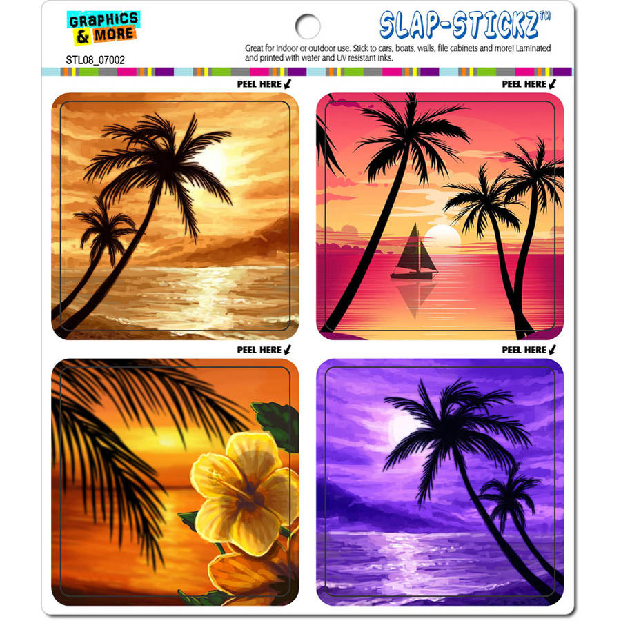 Tropical Beach Island hibiscus Palm Trees Automotive Car Window Locker ...