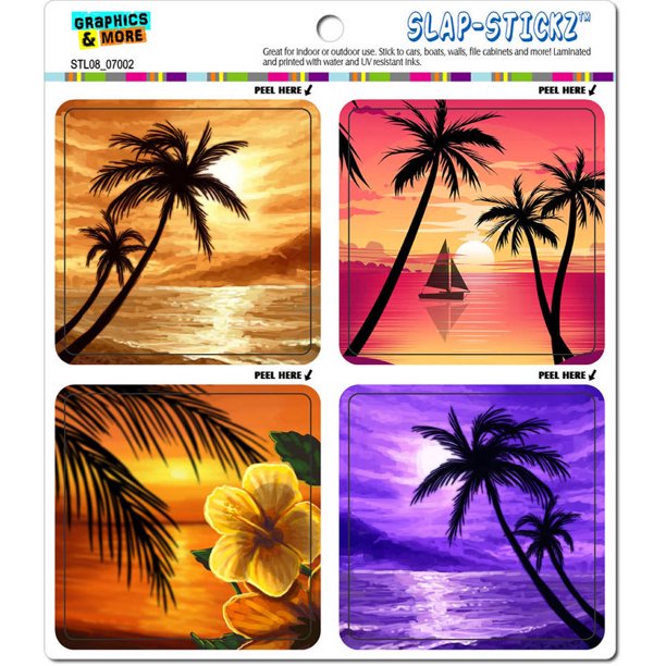 Tropical Beach Island hibiscus Palm Trees Automotive Car Window Locker ...