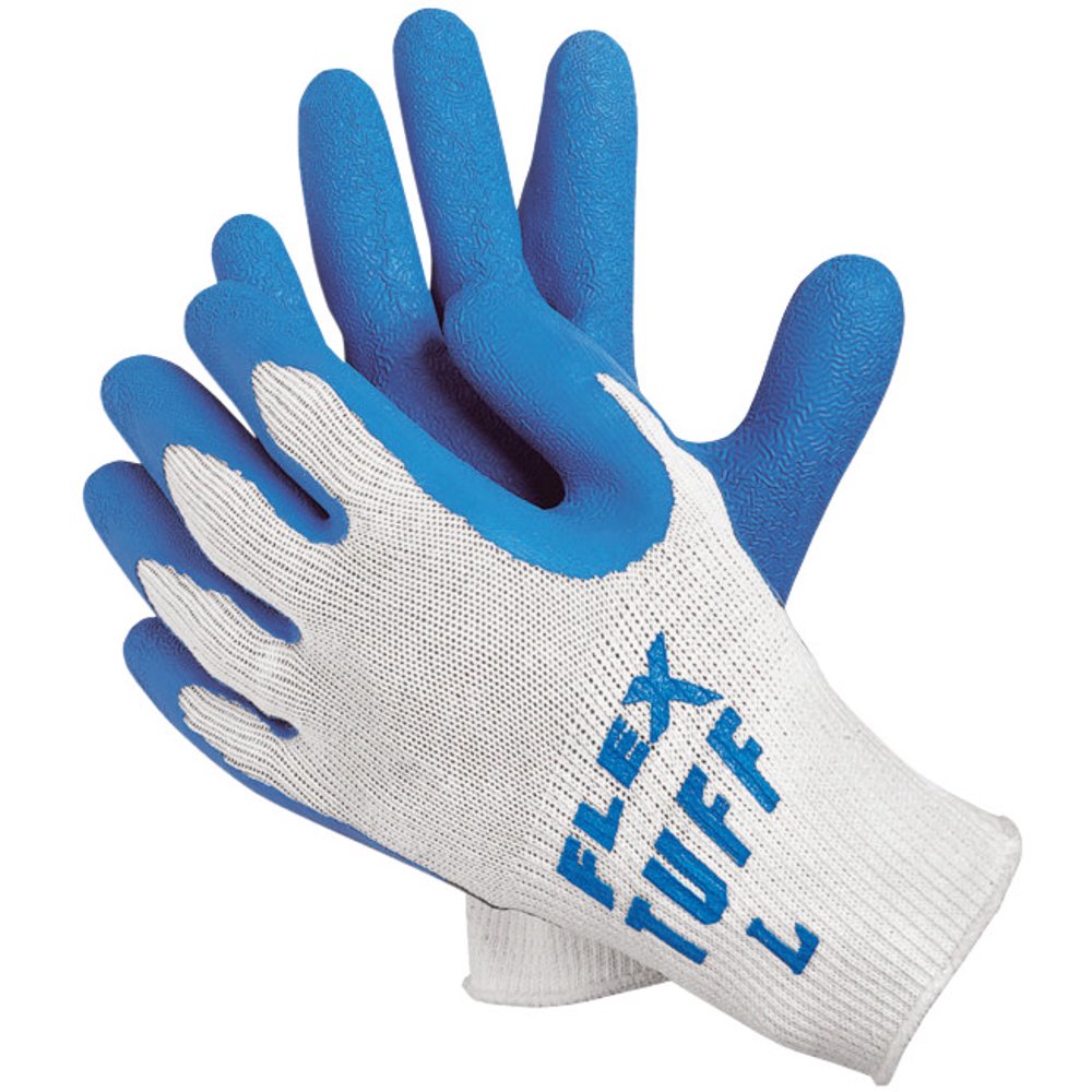 MCR Safety - Memphis Glove Flex Tuff Latex Dipped Gloves, Large, Blue ...