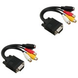 2pcs VGA SVGA to S-Video 3 RCA AV Adapter Converter Cable - Walmart.com